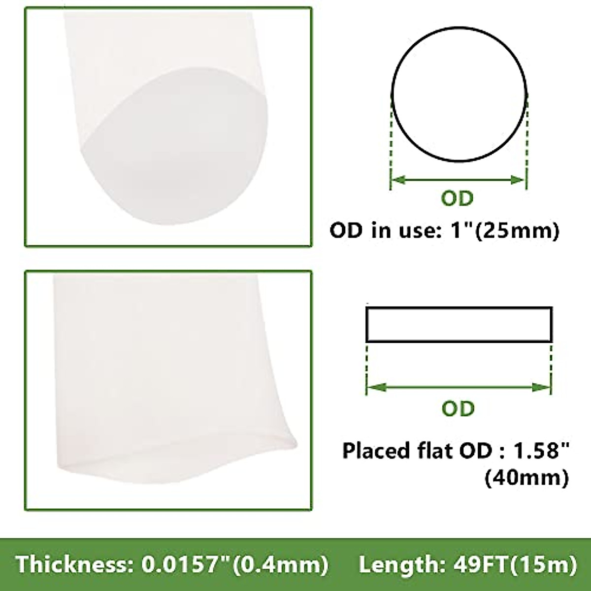 QuQuyi 1" PE Backwash Hose, Lay Flat Hose Lightweight Expandable Discharge Hoses for Lawn Garden Pool 49 FT