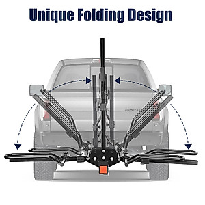 HIGHRAZON Hitch Mounted Bike Rack, 2 Bike 160 lbs Capacity, Foldable Bicycle Rack, 2" Platform Bike Rack for Cars Trucks SUVs Minivans