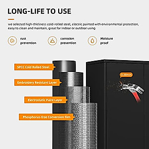 Atripark Black Metal Storage Cabinet with Lock,72" Steel Lockable File Cabinet with 4 Adjustable Shelves, Cabinets for Garage,Home,Office, Pantry,Warehouse