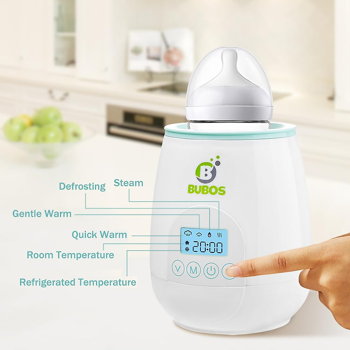 Bubos Bottle Warmer, 4-in -1 Baby Bottle Warmer for Breastmilk, Universal Bottle Support, Auto-Shut Off, BPA Free, Baby Food Jar Included Support, Auto-Shut Off, BPA Free, Baby Food Jar Included