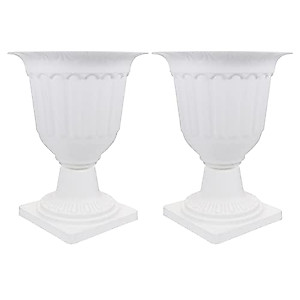 Hemoton 2Pcs Classic Urn Planter, Tall Roman Pillar Flowerpot Plastic Planter, Indoor/Outdoor Decorative Urn, Vintage Style Flower Pot, Home Garden Front Porch Door Decoration (13.8 inches