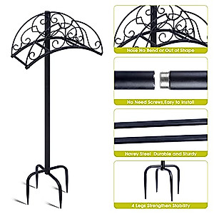Seashpea Hose Hanger Stand Freestanding - Metal Garden Hose Holder, Heavy Duty Water Hose Stand, Detachable Hose Hanger, Ground Hose Rack Organizer for Patio Lawn, Outside Yard