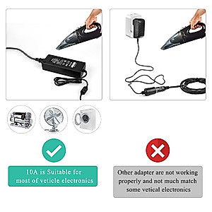 JRing AC to DC Converter 10A 110-220V 12V Car Cigarette Lighter Socket Power Adapter for Car Vacuum Tire Inflator and Other Car Devices Under 120W