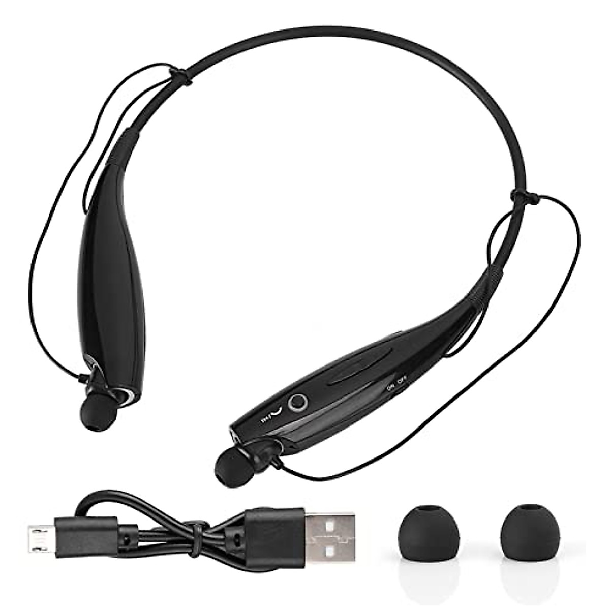Cryfokt HV-800 NeckDown Hanging Neck Headphones HV-800 Headset for Smartphone Noise Reduction Music/Audio/Calls Neckband (Black)