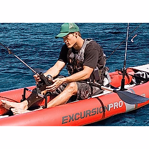 INTEX 68309EP Excursion Pro K2 Inflatable Kayak Set: Includes Deluxe 86in Aluminum Oars and High-Output Pump – SuperTough PVC – Adjustable Bucket Seat – 2-Person – 400lb Weight Capacity