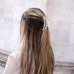 Hair Claw Clips, Nonslip Matte Clear, Large for Thick Hair, Strong Hold Jaw Clamps, Butterfly Hairpins Fashion Accessories for Women (3 Pack)