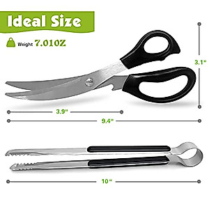 Kitchen Shears. Korean Barbecue Scissors and Tongs Set, Kitchen Scissors and Tongs for Cutting Meat, Chicken, Vegetables, Stainless Steel Multipurpose Non-slip Serrated Sharp BBQ Scissors BBQ Tongs
