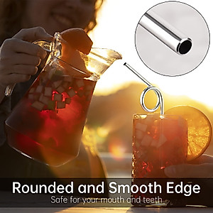 Loop Design Reusable Stainless Steel Straws, Tomorotec Home Metal Straw Sets with Cleaning Brushes for Tumblers Beverage Drinks Cocktail (Silver)