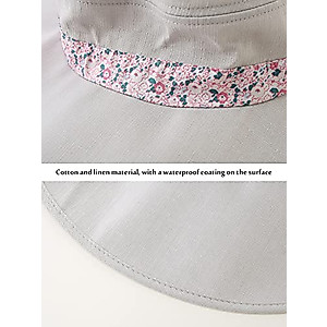 Sun Hats for Women Foldable Wide Birm Boonie Hat Adjustable UV Protection Fishing Hiking Hat with Windproof Tether Light Gray