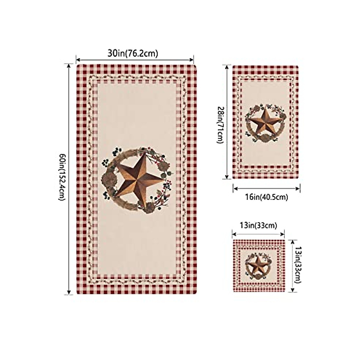 ArneCase Towel Sets for Bathroom Farmhouse Country Star and Primitive Berries On Retro Red Plaid Highly Absorbent Beach Towel Hand Towel Washcloths for Men Women Sports Yoga 3 Pcs