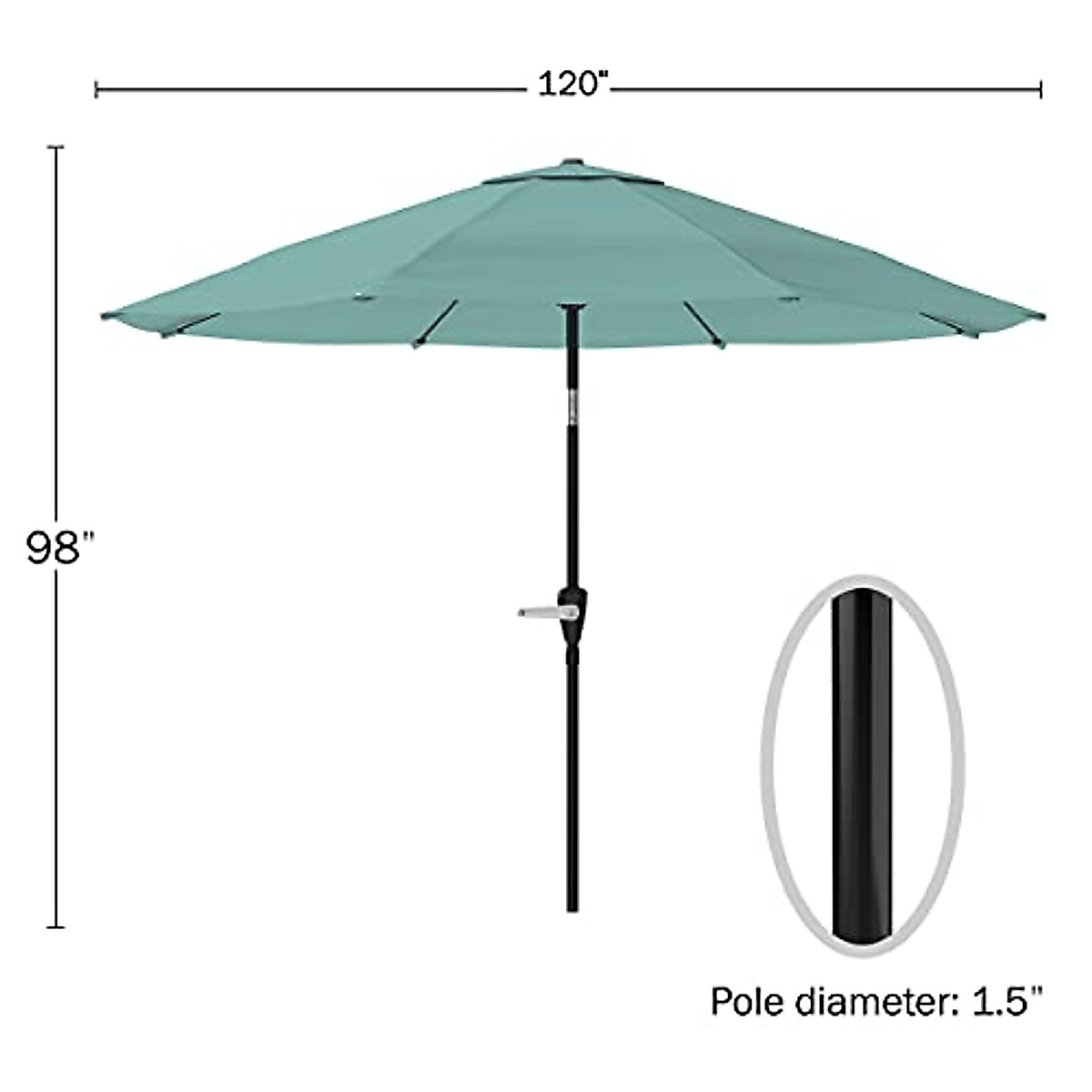 Pure Garden Patio Umbrella with Auto Tilt – 10 Ft Easy Crank Outdoor Table Umbrella Shade for Deck, Balcony, Porch, Backyard or Pool (Dusty Green)