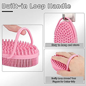 FREATECH 2-Pack Silicone Body Brush - Built-in Loop Handle, Dual-sided Bath Shower Brush Body Scrubber Exfoliator for Deep Cleansing and Massage, Easy to Hold and Hang,Hygiene and Long-lasting