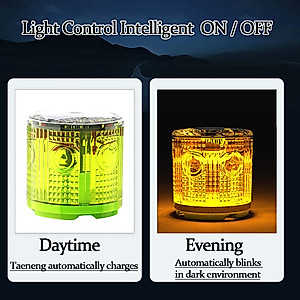 LEDHOLYT Solar Strobe Warning Light, Strong Magnetic Base Solar Emergency Strobe Warning Light, Automatic Turn On Safety Road Construction Traffic Flashing Beacon Light (Yellow)