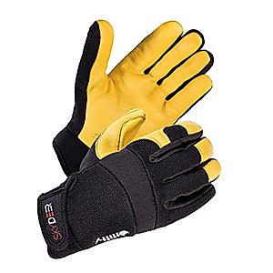 SKYDEER High-Performance HydraHyde Gardening Leather Work Gloves with Soft Deerskin Leather Palm and Water-Resistance Back for Men and Women (SD2250/L)