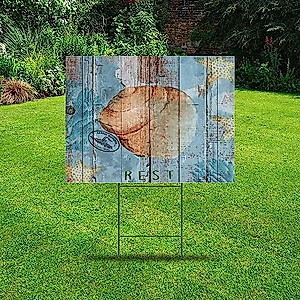 Nautical Beach Ocean Theme Underwater Lawn Sign Lawn Yard Decorations for Rent 18x24 Custom Yard Signs with Stakes Watercolor Marine' Life Tropical Corrugated Plastic Yard Lawn Sign for Birthday House