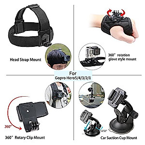 50 in 1 Basic Common Action Camera Outdoor Sports Accessories Kit for Gopro Hero 12/11/10/9/8/7/6/fusion/5/Session/4/3/DJI/HERO+ SJ4000/5000/6000/Xiaomi Yi/AKASO/APEMAN/DBPOWER/Sony Sports DV and More