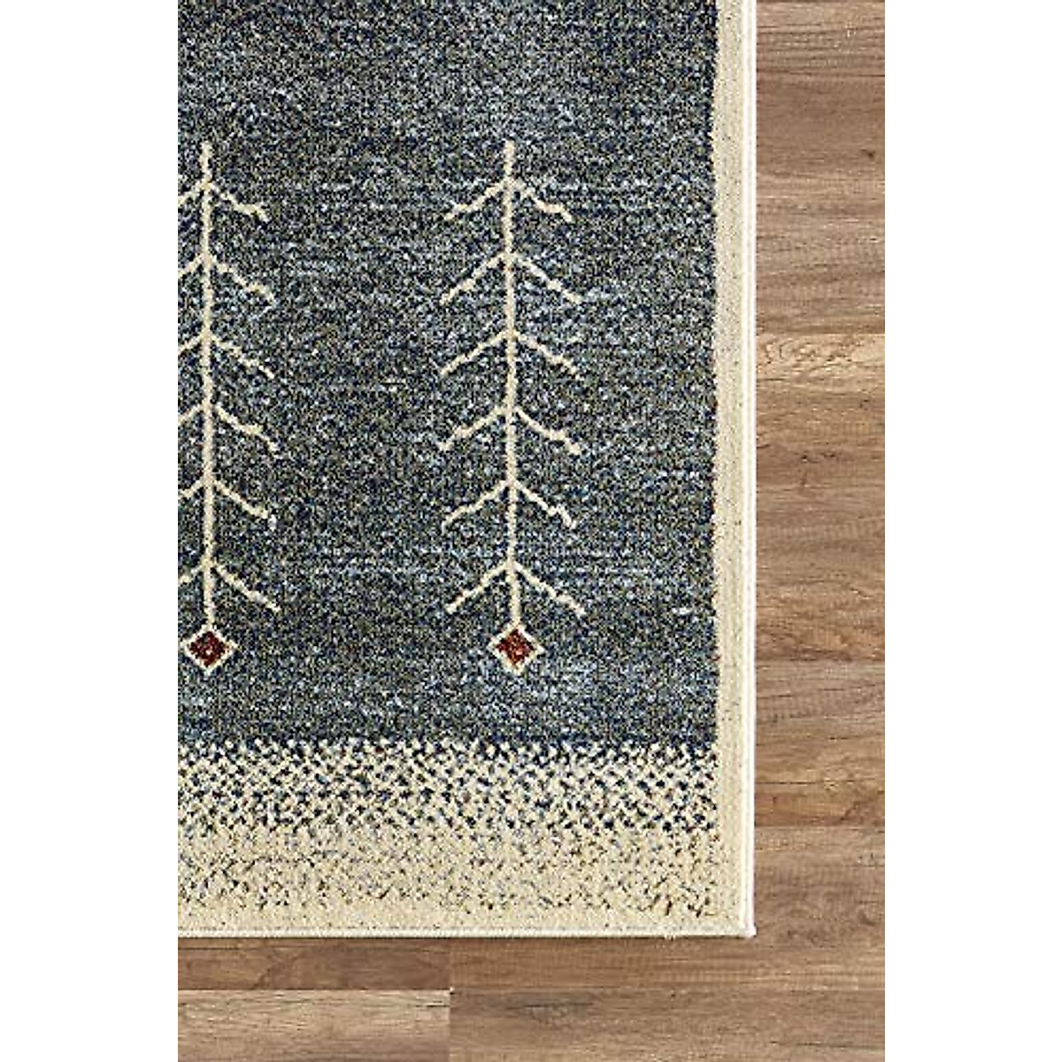 Abani Southwestern Distressed Vintage Style Area Rug, Mesa Collection - Blue & Beige Plant Stalk Design 3'x5' Accent Rug Rugs