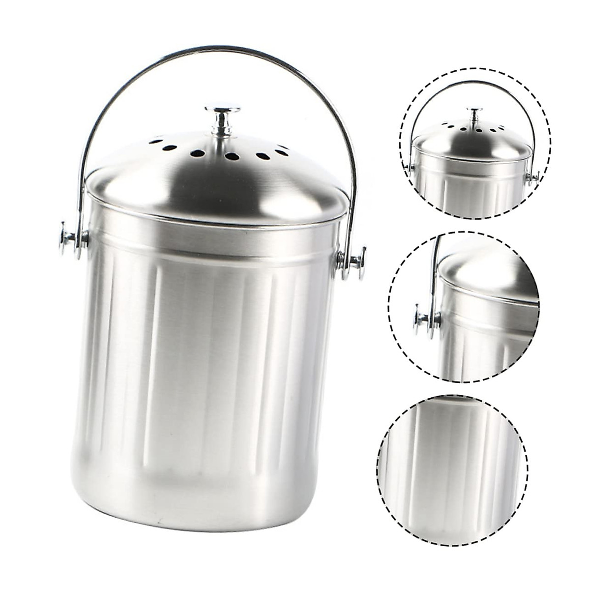 GATHINESS Stainless Steel Compost Bucket Indoor Compost bin Kitchen composter Metal Planter Waste Paper Basket Stylish Rubbish containers Counter Compost bin Compost Pail Rubbish Truck Food