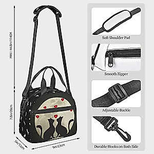 Cute Cats Lunch Bag Reusable Insulated Lunch Tote Bag Lunchbox Container With Adjustable Shoulder Strap For Office Work School Picnic Travel