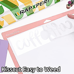 WRAPXPERT White Vinyl Permanent Adhesive Vinyl Roll Easy to Cut and Weed Waterproof Vinyl for Signs,Scrapbooking,Craft,Die Cutters(Glossy White,12" x30ft)