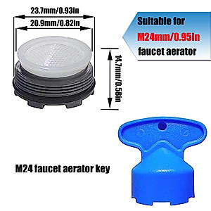 BOETOADG 4PCS Cache Aerator M24, Plug-In Faucet Restrictor Replacement Parts for Kitchen Cache Bathroom Sink Aerator with Key Removal Wrench Tool, 2.2GPM, 24mm/0.95inch