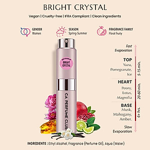 CA Perfume Impression of Bright Crystal For Women Replica Version Fragrance Dupes Spray Refillable Atomizer Bottle 0.27 Fl Oz/ 8ml