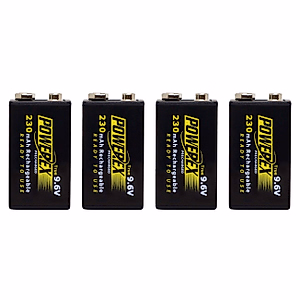 Powerex Precharged 9V (9.6V) Rechargeable Low Self-Discharge NiMH Batteries X 4