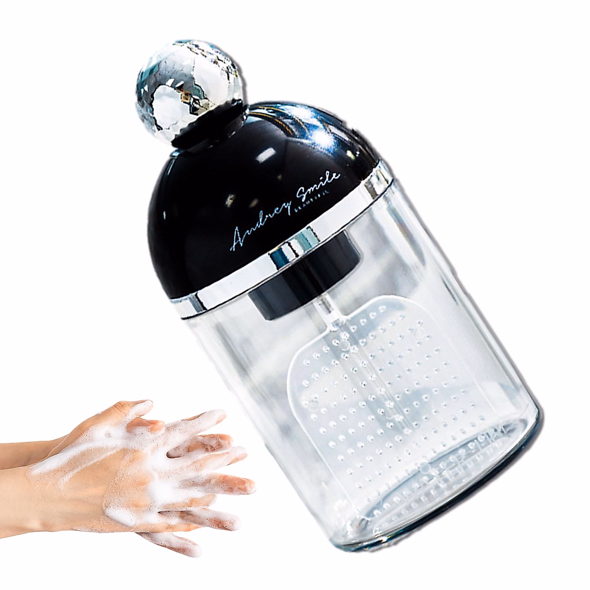 awakentti Soap Dispenser Bathroom, Electric Automatic Soap Dispense, Bathroom Counter Top Decorative Foam Soap Dispense for Liquid Soap, Shampoo, Body Wash (Black)