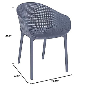 Compamia Sky Patio Dining Arm Chair in Dark Gray (Set of 2)