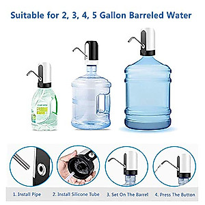 Electric Water Bottle Pump, USB Charging Automatic Drinking Water Dispenser, 30 Days Battery Life, Portable Water Bottle Switch for Universal 2-5 Gallon Bottle, for Home, Office, Travel, Camping