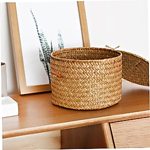 Alipis 3pcs Round Wicker Basket Storage Box with Lid, Multi-Functional, Woven Baskets for Shelf Decor, Practical for Home