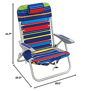 Rio Beach 4-Position Backpack Lace-Up Suspension Folding Beach Chair,Aluminum, Multi Stripe