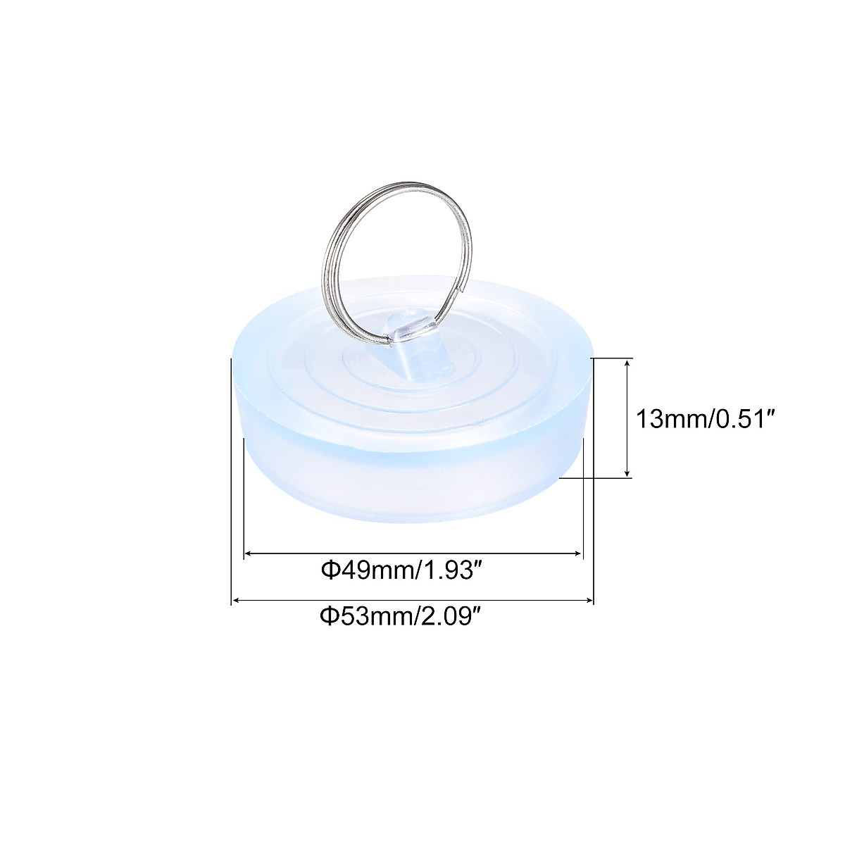 uxcell Rubber Sink Plug, Clear Drain Stopper Fit 2" to 2-1/16" Drain with Hanging Ring for Bathtub Kitchen and Bathroom 3pcs