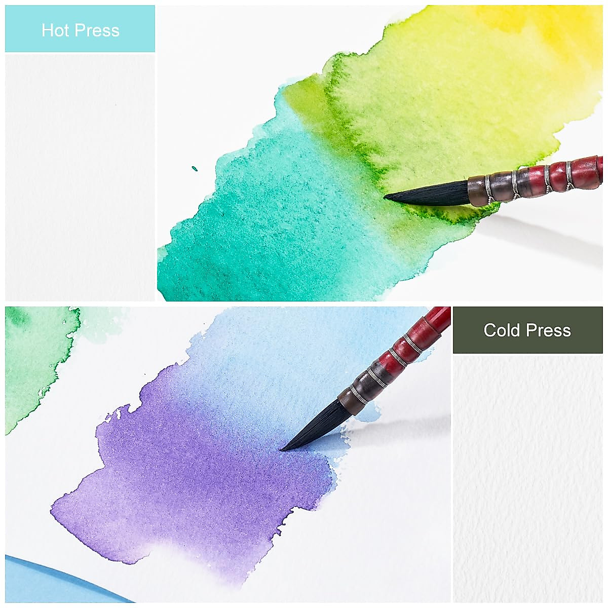 Lightwish Watercolor Journal, 100% cotton Hot Press Watercolor Paper,140lb/300gsm Acid-free, 24 Sheets 3.54x5.51” Sketchbook for Adults, Students, and kids