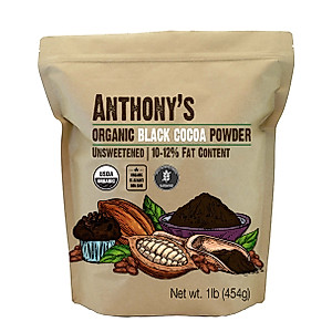 Anthony's Organic Black Cocoa Powder, 1 lb, Unsweetened, Dutch Processed, Gluten Free, Non GMO