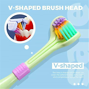 Goniome Three-Sided Soft Hair Tooth Toothbrush,TIK Tok Travel Toothbrush,Deeply and Thoroughly to Clean Teeth and Gums, Suitable for Adults and Children(Random Color Sent) (4PCS)