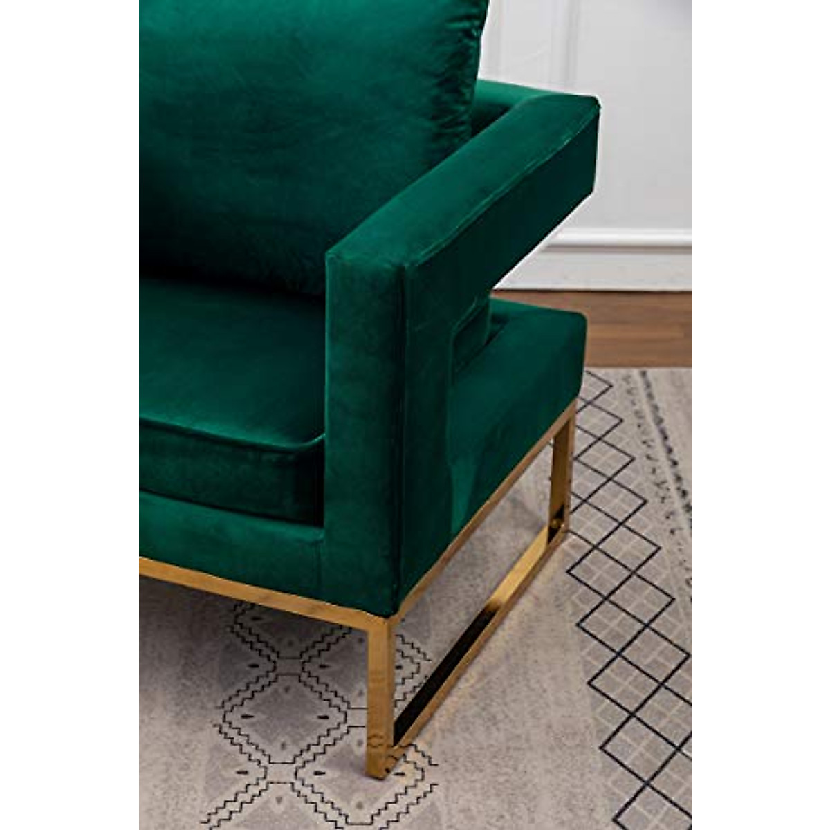 Roundhill Furniture Lenola Upholstered Accent Arm Chair, Green 27.5D x 29.75W x 34.5H in
