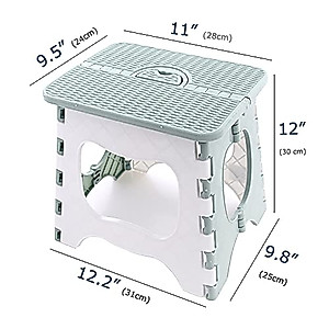 QSYW Folding Step Stool Compact Plastic Foldable Step Stool Holds Up to 300 lbs,12 inches,30cm,Non-Slip(Green) 1PCS