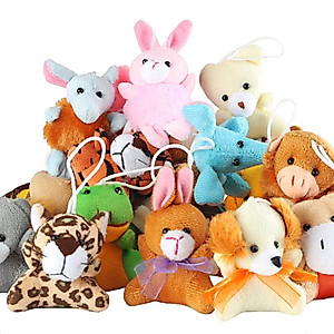 JUNBESTN Mini Plush Animals Bulk 30 Pack Easter Basket Stuffers Gifts for Kids Girls Class Students Party Favors Goodie Bag Fillers Prize