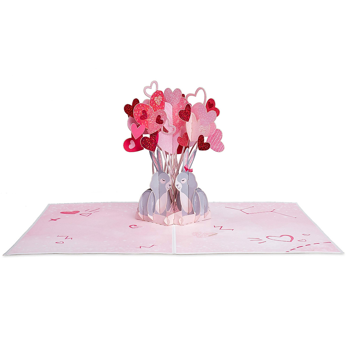 Pop of Art - Love Bunnies Valentines Day Pop Up Card, Handmade 3D Popup Greeting Cards for Valentines Day, Wedding, Anniversary, Love, Romance, Thinking of You, All Occasion | 5" x 7"