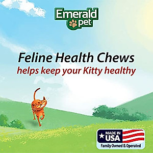 Emerald Pet Feline Health Chews UT Support — Natural Grain Free Urinary Tract Health Cat Chews — Cat Urinary Supplements with Cranberry, Chicory Root, and Dandelion Leaf Extract — Made in USA, 2.5 oz