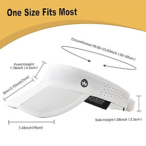 WANDER Sports Sun Visor Hats Adjustable Running Golf Tennis Mesh Folding Cap for Women Men(White)