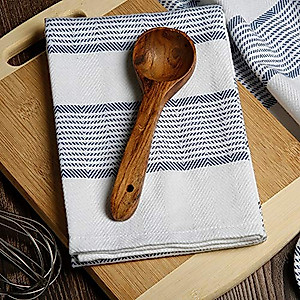Country Maison Stripe Kitchen Towels | Pack of 6 | 18 x 28 Inches | Highly Absorbent |100% Cotton Dish Towels | Tea Towels | Bar Towels | Blue