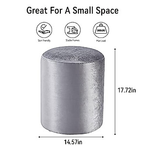 Get Set Style Modern Round Ottoman with Soft Padded Seat, Multifunctional Vanity Chairs for Makeup, Upholstered Footrest Stool Ottoman Foot Stool for Living Room, Bedroom