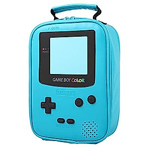 ONTESY Gameboy Leather Lunch Box Reusable Waterproof Thermal Insulated Cooler Bag Toy Bag for Boys Girls Kids Toddlers Teens Men Women (Teal)