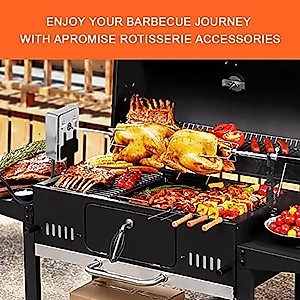 Apromise Rotisserie Motor - Powerful Electric Rotisserie Spit Motor 110 Volts 4 Watts | Stainless Steel Rotisserie Motor Can Hold Up to 30 Pounds - Silver