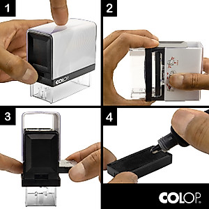 COLOP Large Size Self Inking Custom Text Stamp - Choose from Many Fonts & 15 Ink Colors