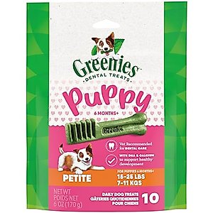 Greenies Puppy Petite Size Natural Dental Dog Treats, 6 oz. Pack (10 Treats)