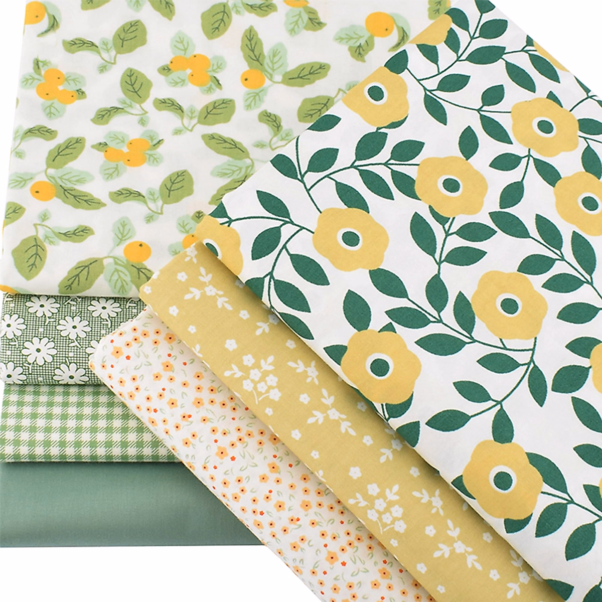 Hanjunzhao Fat Quarters Fabric Bundles,Print Floral Plaid Solid Quilting Fabric for Sewing Crafting,18 x 22 inches