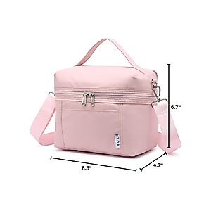 NOL Insulated Lunch Bags for Women Small Cute Cooler Bag Lightweight Nylon Waterproof Kids Lunch Box For Work (Small, Pink)